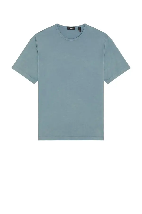 Theory Faded Crew Neck Tee In Blue - Dark Rainstorm