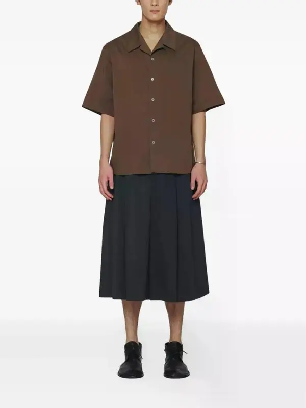 AMOMENTO Open-collar Short-sleeve Shirt - Brown