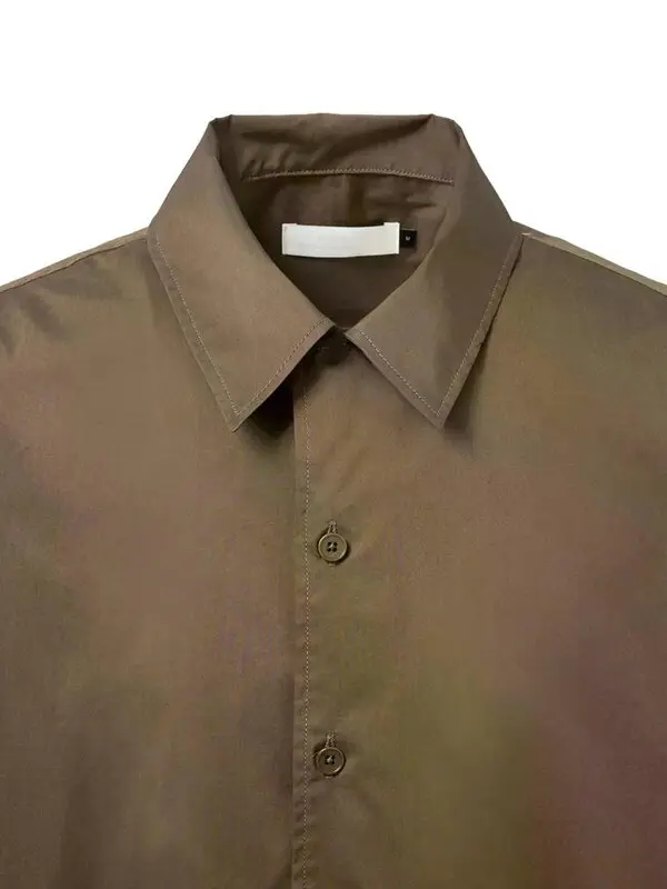 AMOMENTO Open-collar Short-sleeve Shirt - Brown
