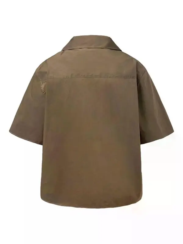 AMOMENTO Open-collar Short-sleeve Shirt - Brown