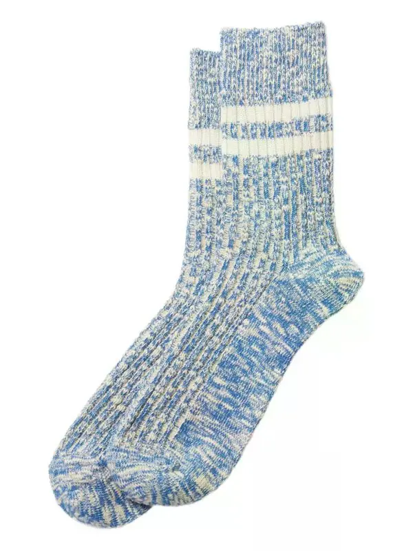 ROTOTO Stripe Detail Slub Socks - Blue