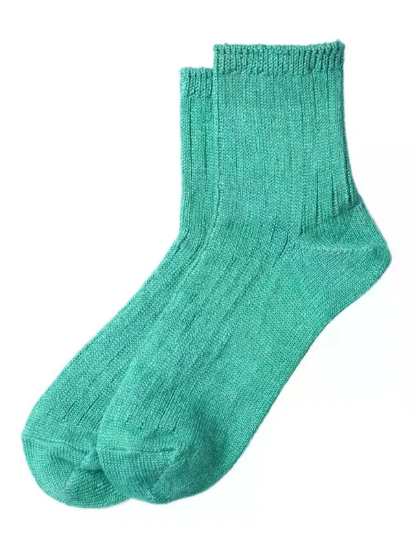 ROTOTO Ribbed Linen-blend Ankle Socks - Green