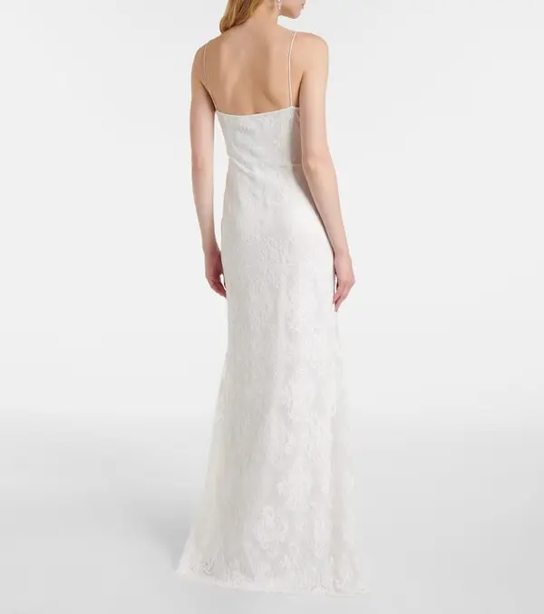 SELF-PORTRAIT Strappy Floral Lace Gown