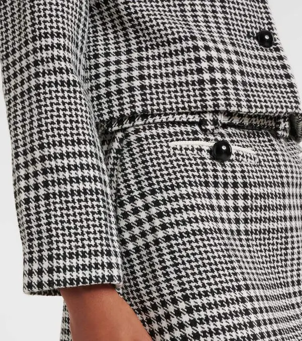 SELF-PORTRAIT Embellished Houndstooth Cropped Jacket - Black