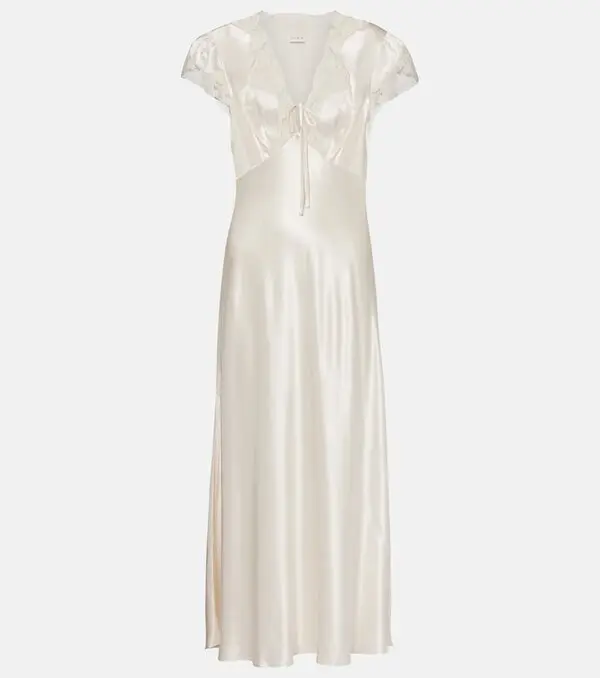 Rixo Amari Satin Gown - White