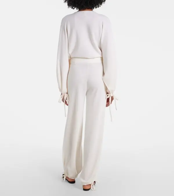 Max Mara Virgin Wool Wide-leg Pants - White