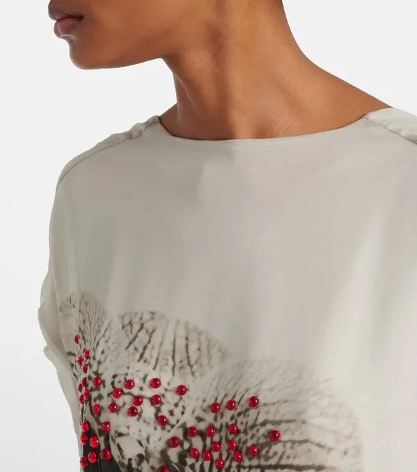 Dries Van Noten Beaded Printed Silk Georgette Gown