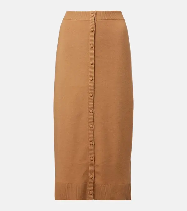 Victoria Beckham Wool-blend Midi Skirt - Beige