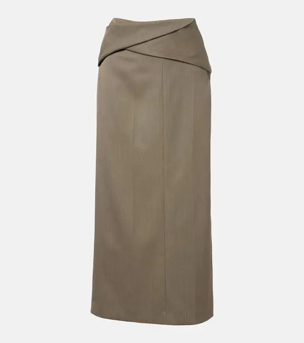 Victoria Beckham Wool-blend Midi Skirt - Green