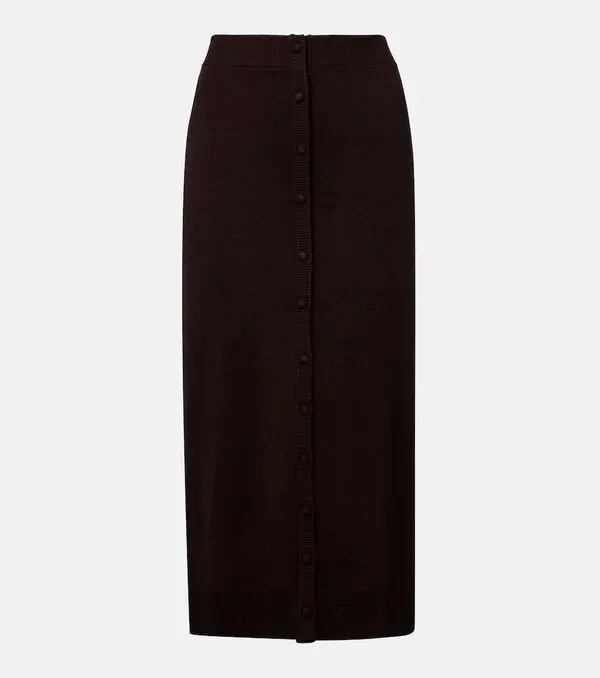 Victoria Beckham Knitted Wool-blend Midi Skirt - Brown
