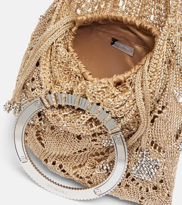Rabanne Beaded Crochet Lamé Tote Bag