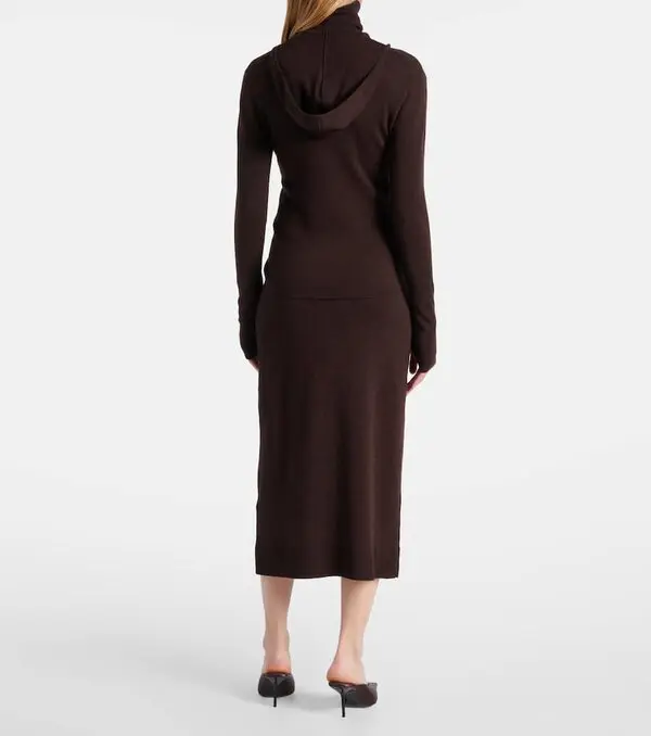 Victoria Beckham Wool-blend Zip-up Hoodie - Brown