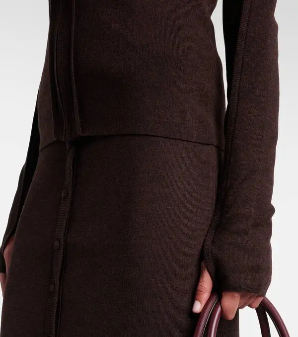 Victoria Beckham Wool-blend Zip-up Hoodie - Brown