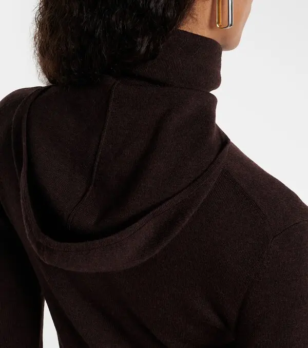 Victoria Beckham Wool-blend Zip-up Hoodie - Brown
