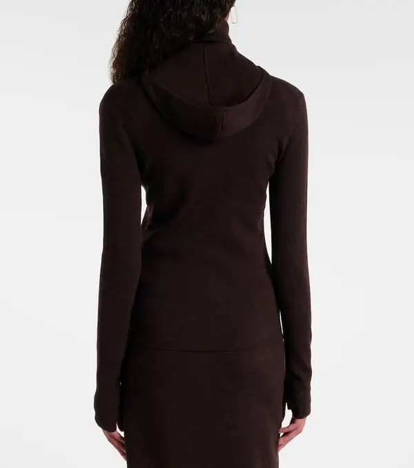 Victoria Beckham Wool-blend Zip-up Hoodie - Brown