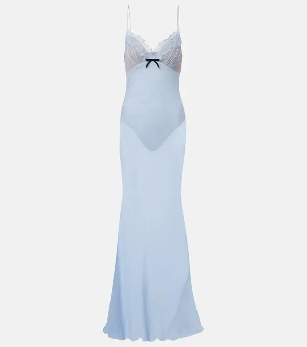 SELF-PORTRAIT Strappy Lace-trimmed Georgette Gown