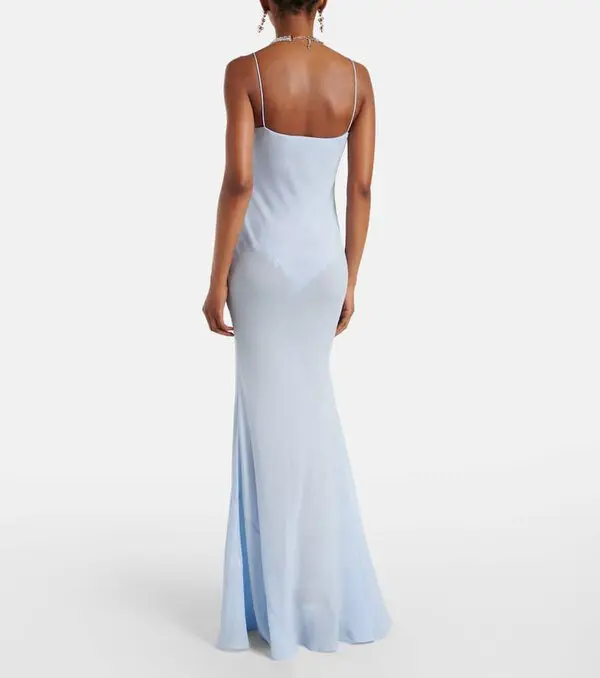 SELF-PORTRAIT Strappy Lace-trimmed Georgette Gown