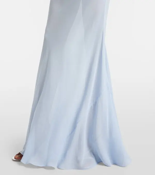 SELF-PORTRAIT Strappy Lace-trimmed Georgette Gown