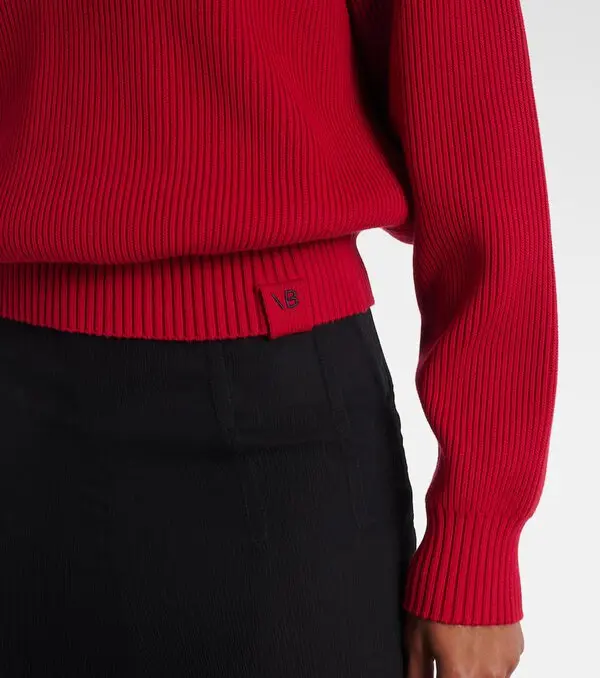 Victoria Beckham Ribbed-knit Cotton And Silk-blend Sweater - Red
