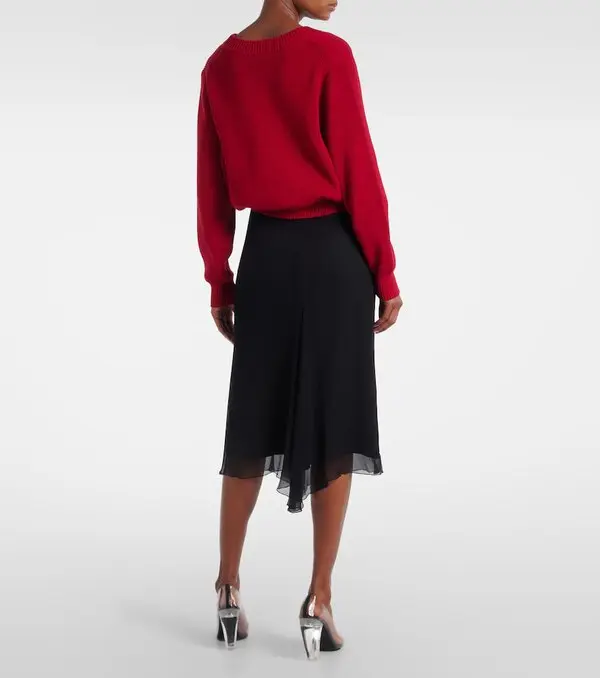 Victoria Beckham Ribbed-knit Cotton And Silk-blend Sweater - Red
