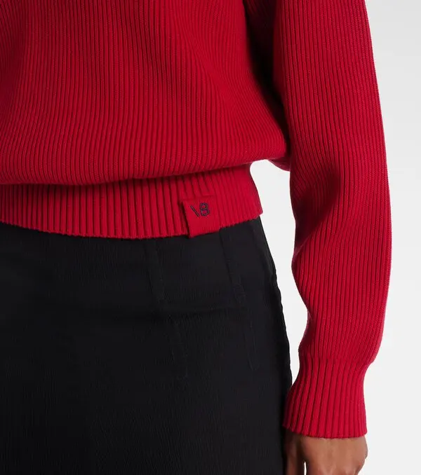 Victoria Beckham Ribbed-knit Cotton And Silk-blend Sweater - Red