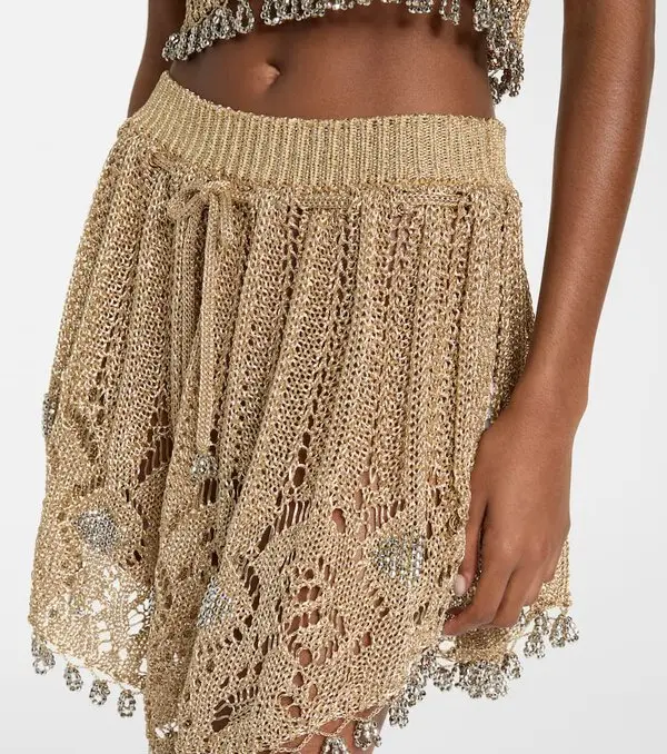 Rabanne Crochet Embellished Lamé Miniskirt - Gold