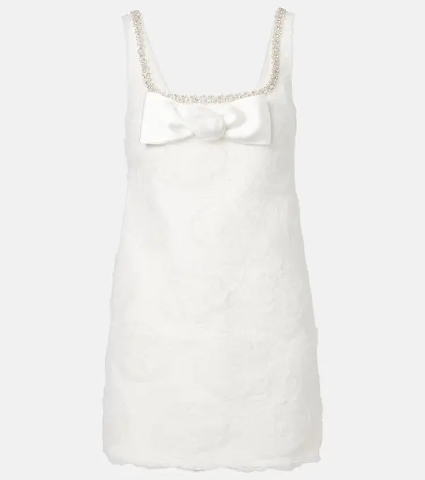 SELF-PORTRAIT Embellished Floral Tulle Minidress