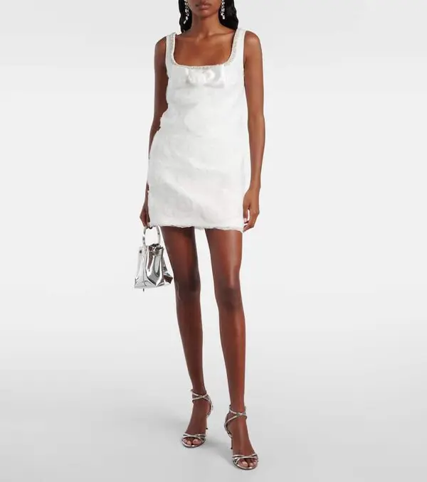 SELF-PORTRAIT Embellished Floral Tulle Minidress