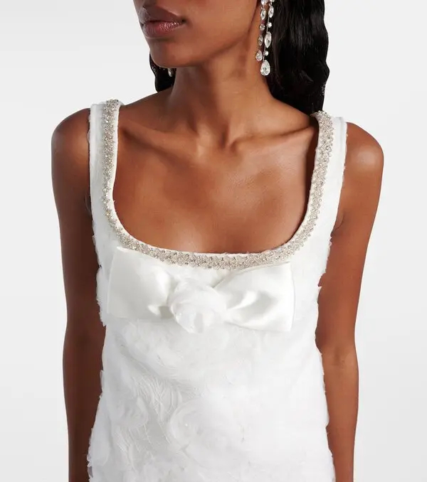 SELF-PORTRAIT Embellished Floral Tulle Minidress