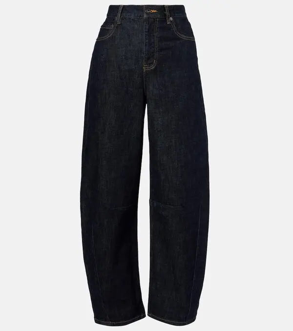 SELF-PORTRAIT High-rise Barrel-leg Jeans - Blue