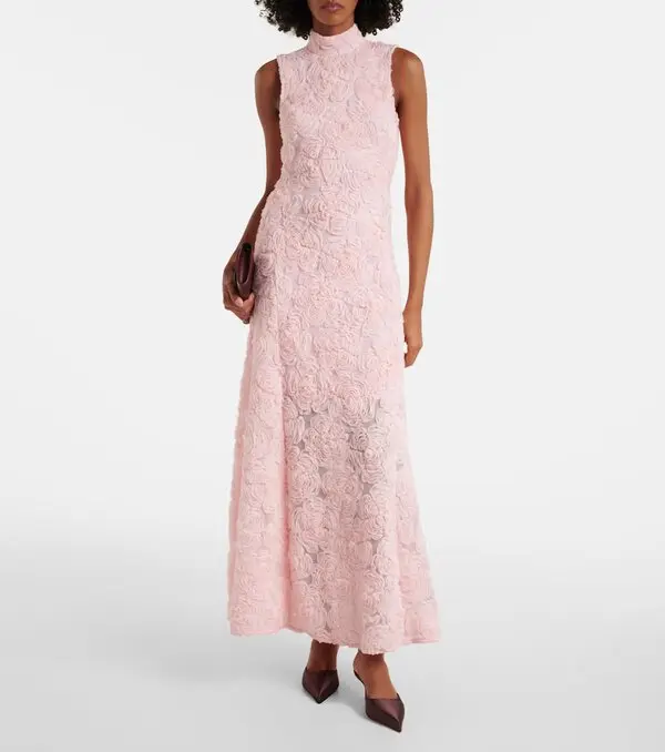 Remain Birger Christensen Floral-Mesh Maxi Dress - Pink | Editorialist