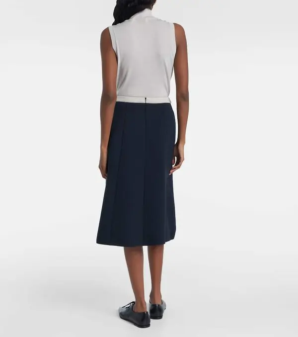 Max Mara Abaco Pleated Jersey Midi Skirt