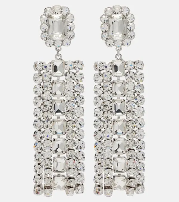 SELF-PORTRAIT Crystal-embellished Drop Earrings - Silver