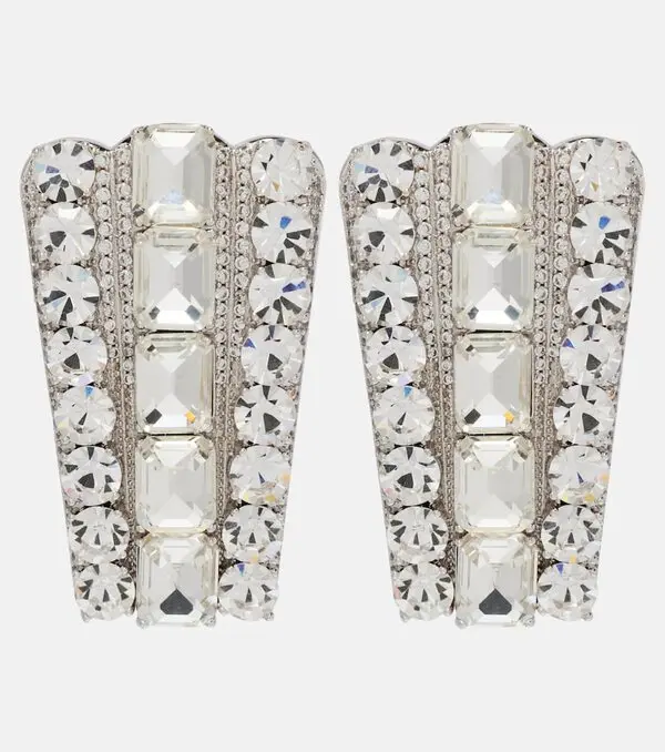 SELF-PORTRAIT Crystal-embellished Drop Earrings - Silver