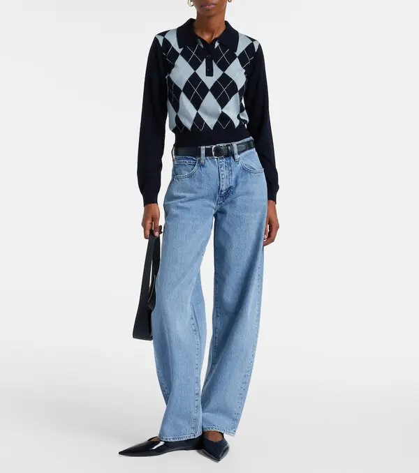 FRAME Argyle Wool-blend Polo Sweater