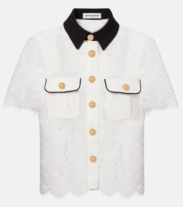 SELF-PORTRAIT Lace Shirt - White