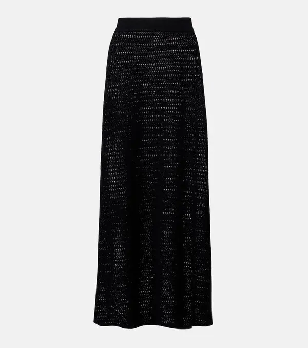 Victoria Beckham Pointelle Midi Skirt - Black