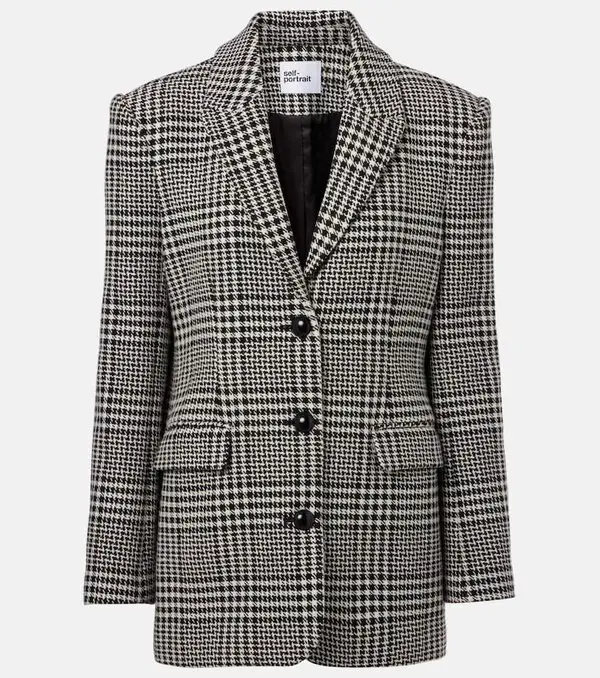 SELF-PORTRAIT Houndstooth Oversized Blazer