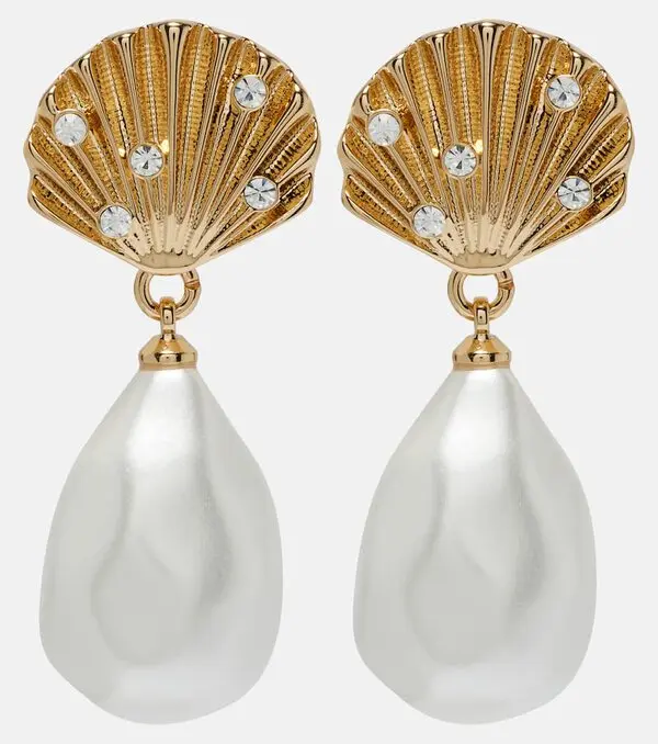 SELF-PORTRAIT Embellished Drop Earrings - Gold