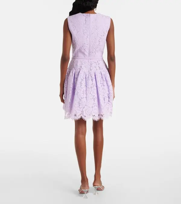 strapless open back dress Lilac Lace Midi Dress  self-portrait-EU