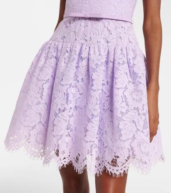 Buy SELF-PORTRAIT Belted Lace Mini Dress - Purple At 40% Off | Editorialist