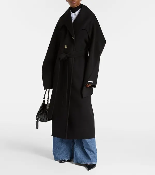 Sportmax Baldo Scarf-detail Virgin Wool Coat