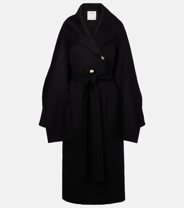 Sportmax Baldo Scarf-detail Virgin Wool Coat - Black