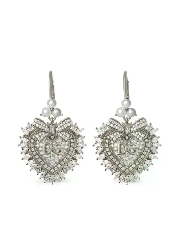 Dolce & Gabbana 18kt White Gold Devotion Diamond Earrings - Silver