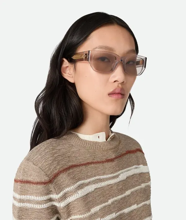 Bottega Veneta Intrecciato Square Sunglasses - Gray
