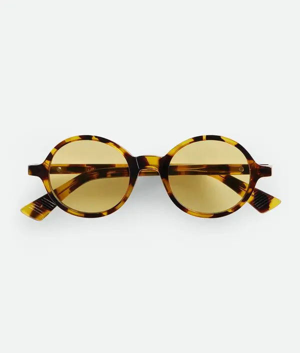 Bottega Veneta Classic Round Frame Sunglasses - Havana/yellow