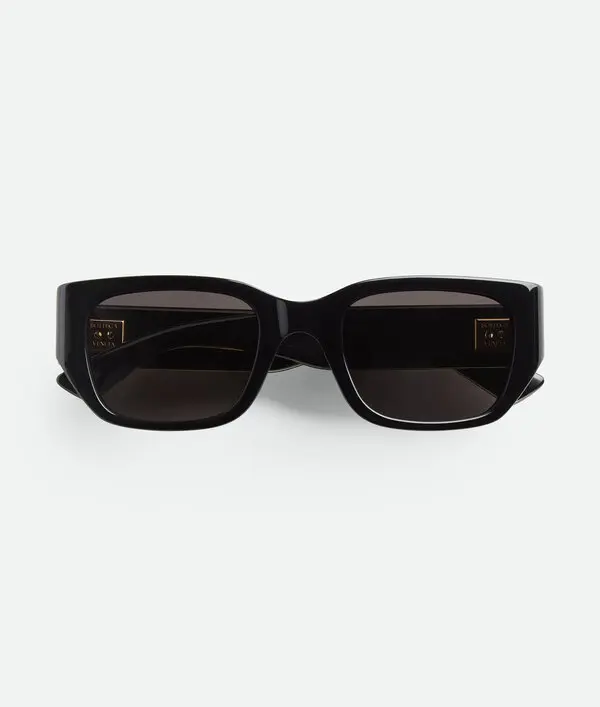 Bottega Veneta Intrecciato Square Sunglasses - Black/gray