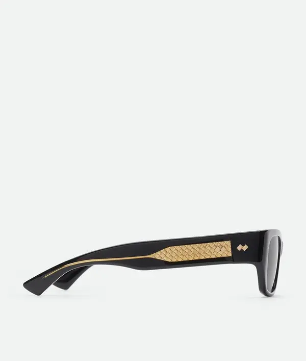 Bottega Veneta Intrecciato Square Sunglasses - Black/gray