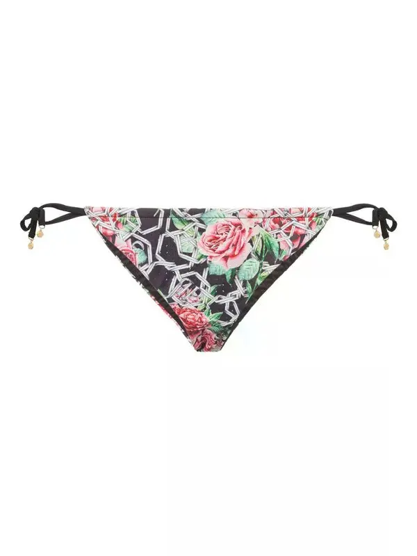 Philipp Plein Chain Floral-print Bikini Bottoms - Red