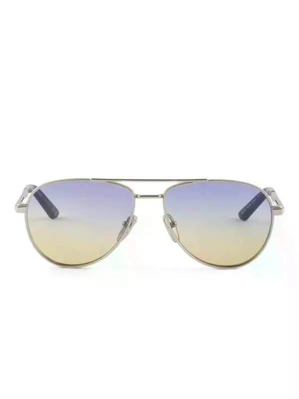 Prada Logo-engraved Aviator Sunglasses - Silver